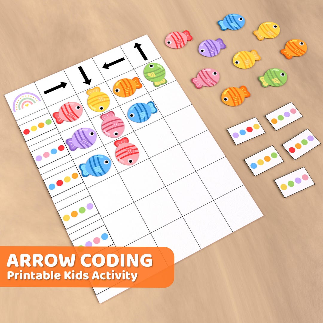 Fish Arrow Color Coding Game Direction Activity, Printable Fun for Fine ...