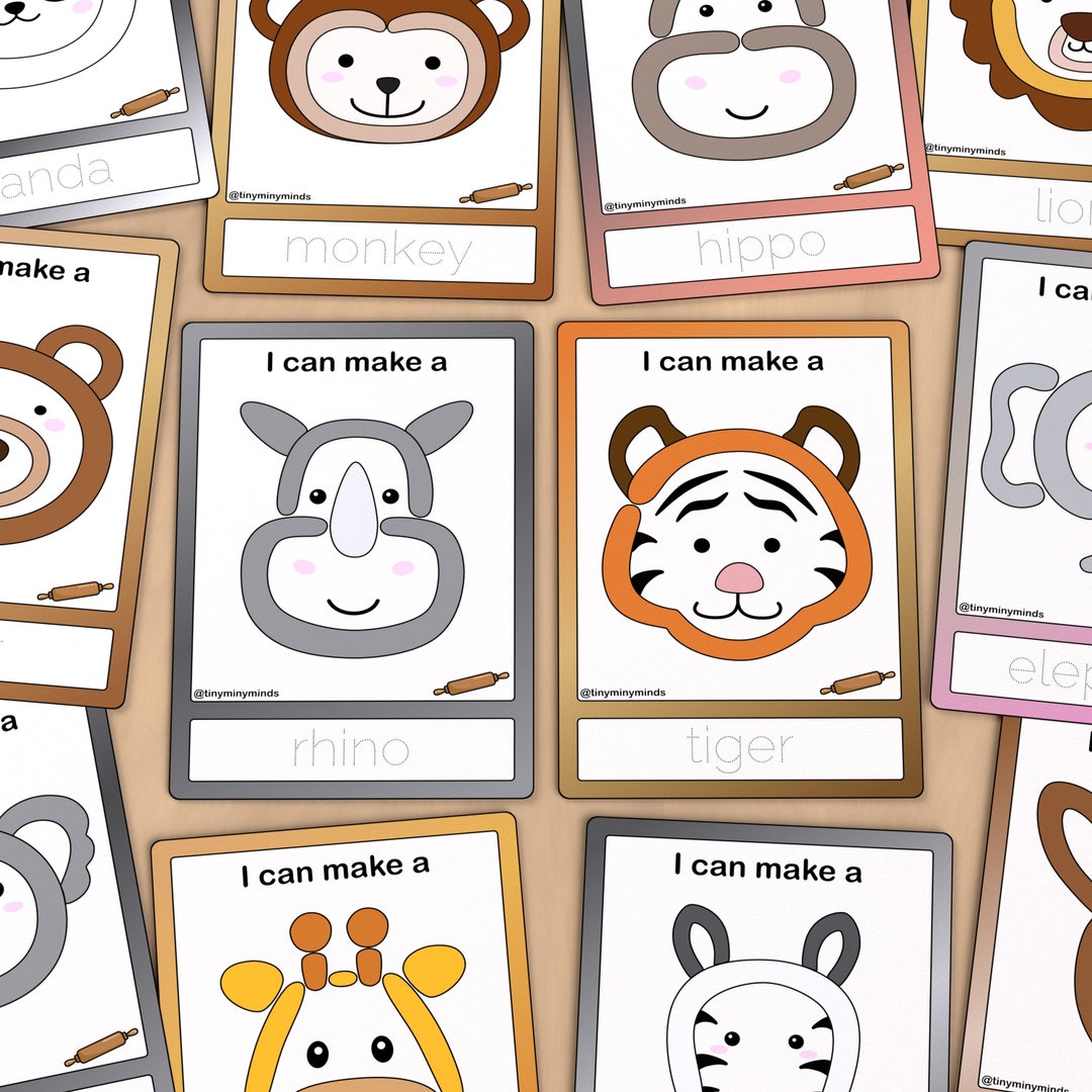 Zoo Animals Play Dough Mats, Printable Fun for Fine Motor Skills ...