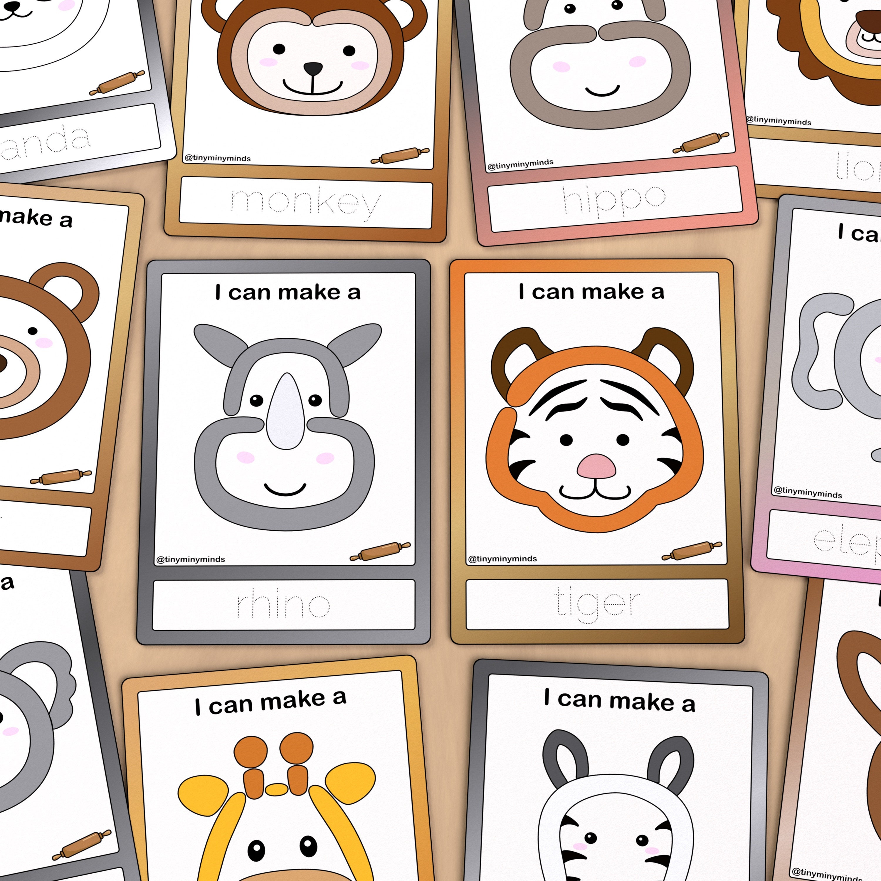 Zoo Animals Play Dough Mats, Printable Fun for Fine Motor Skills ...