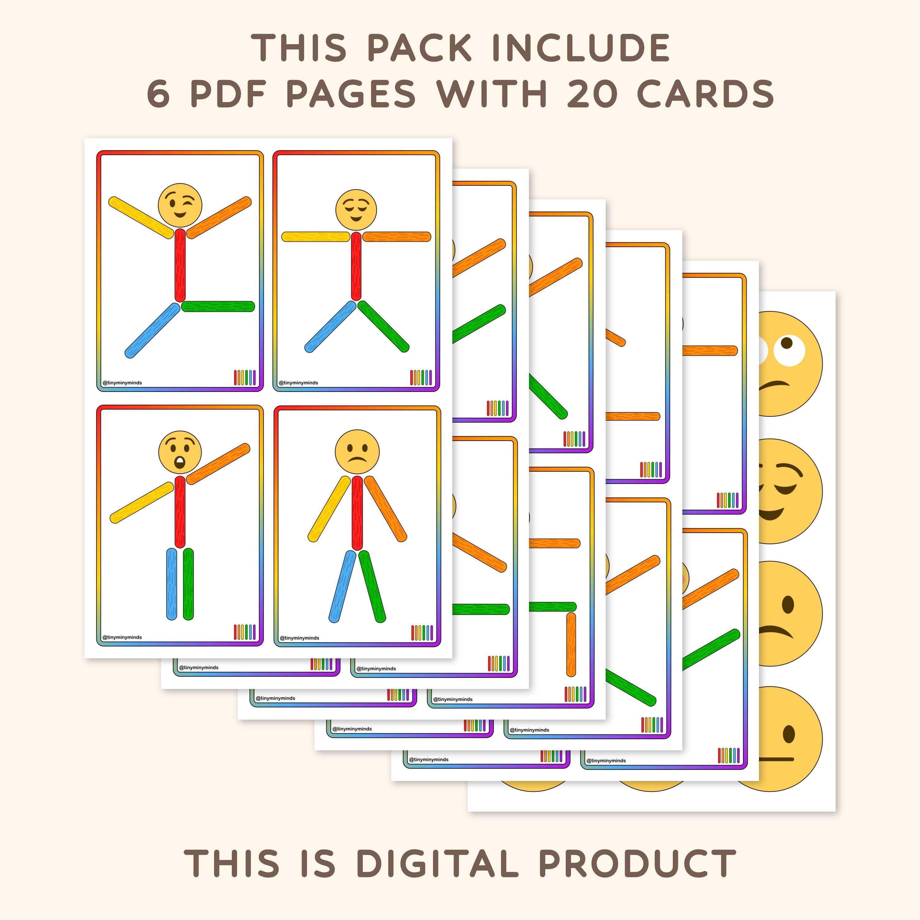 Popsicle Stick Stickman Activity Cards, Printable Learning Games ...