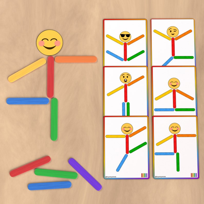 Popsicle Sticks Stickman Activity Cards , Printable Fun for Fine Motor ...
