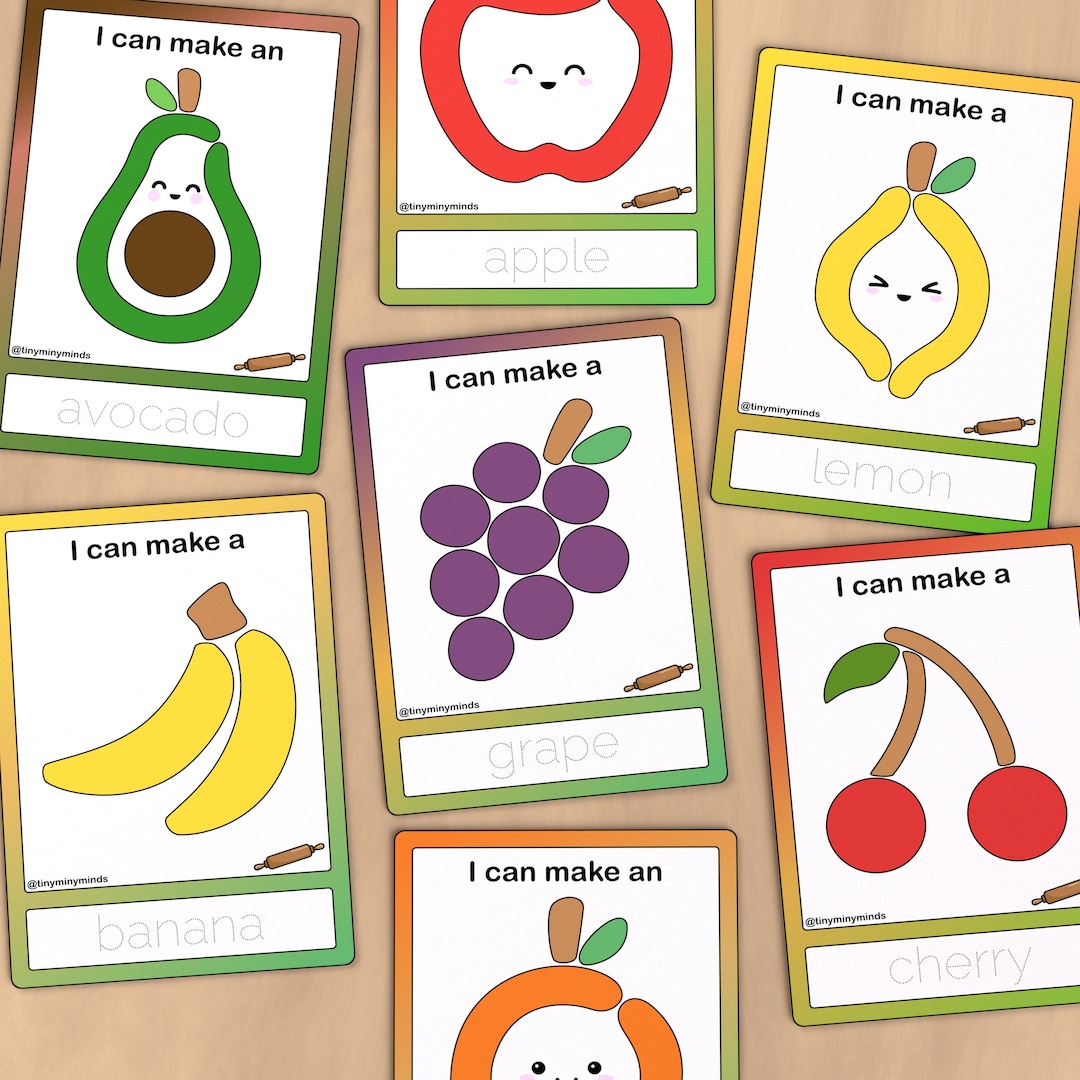 Fruits Play Dough Mats, Printable Fun for Fine Motor Skills, Preschool ...