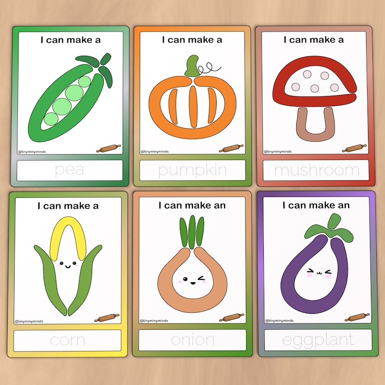 Vegetables Play Dough Mats: Fine Motor Skills, Preschool Learning (PDF ...