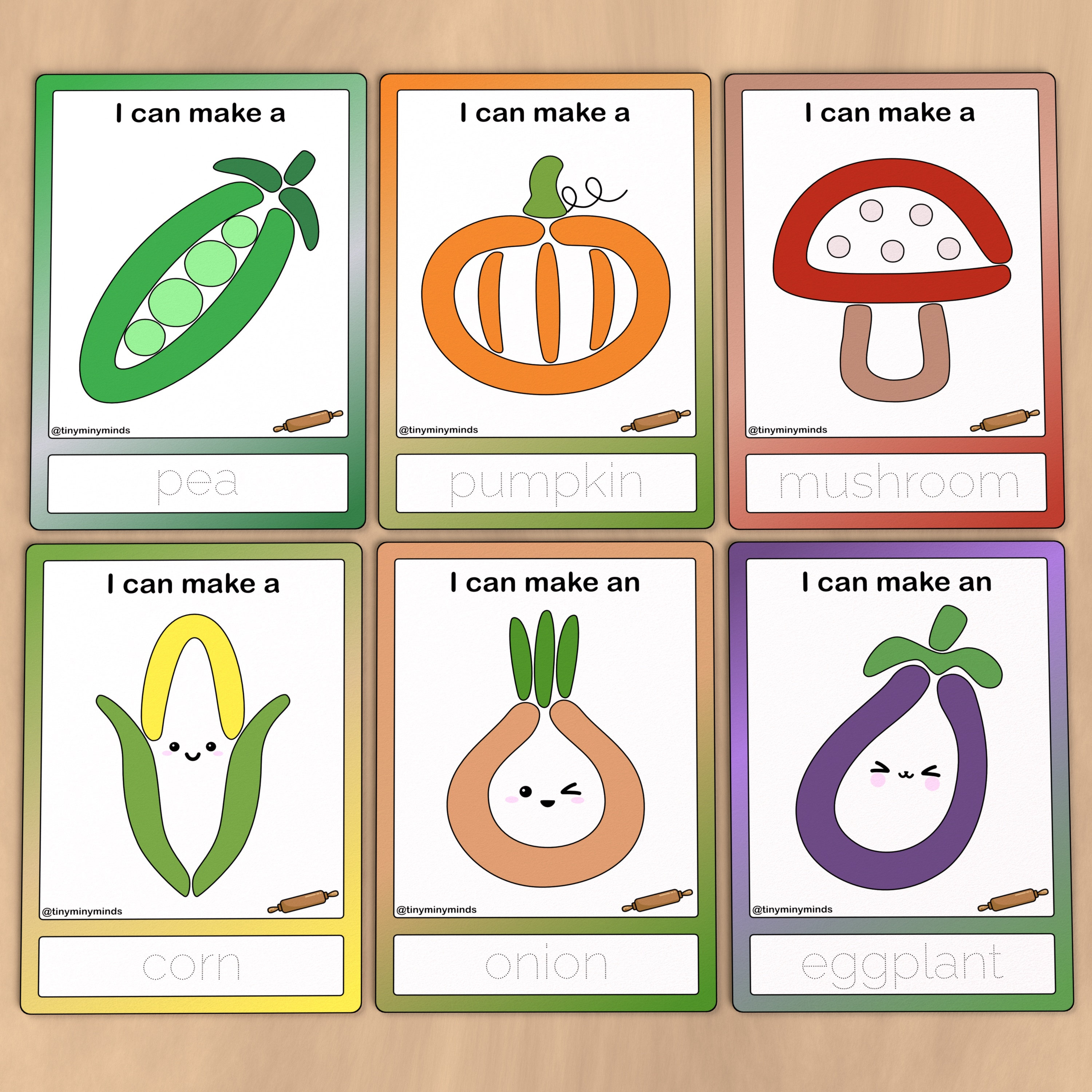 Vegetables Play Dough Mats: Fine Motor Skills, Preschool Learning (PDF ...