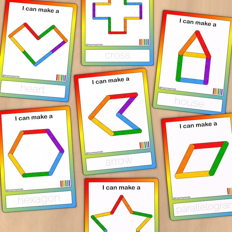 Popsicle Sticks Shapes Activity Cards: Fine Motor Skills (digital ...