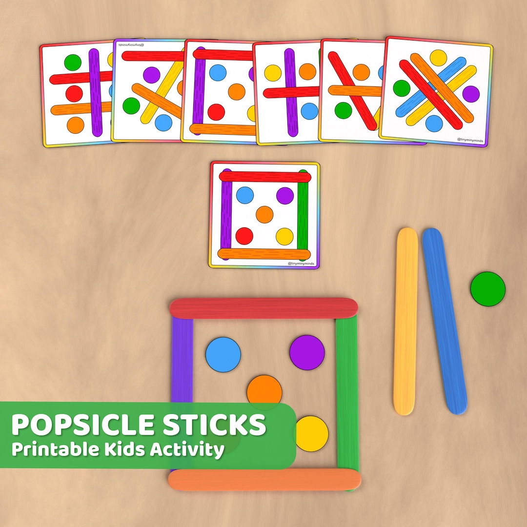 Popsicle Sticks and Circle Color Sorting Activity Cards, Printable Fun ...
