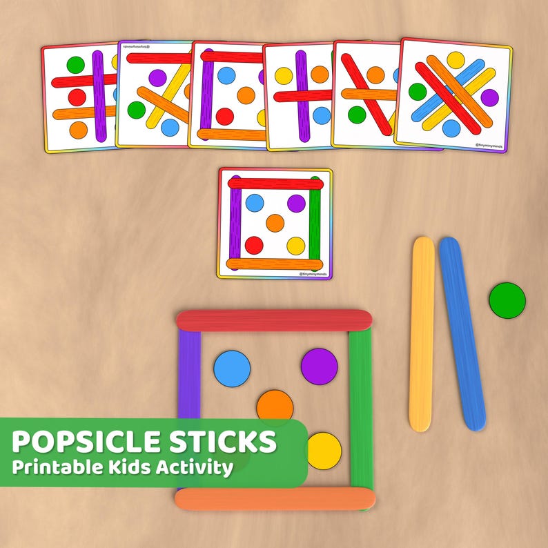 Popsicle Stick Color Sorting Cards: Fine Motor Skills Activity (digital ...