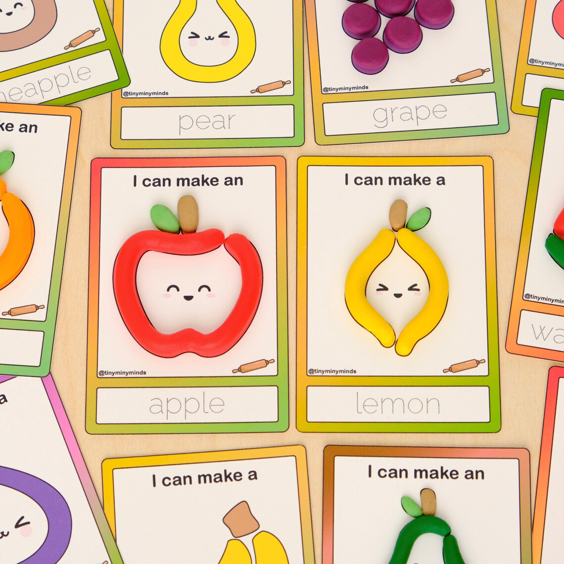 Fruits Play Dough Mats: Printable Fun for Fine Motor Skills, Preschool ...