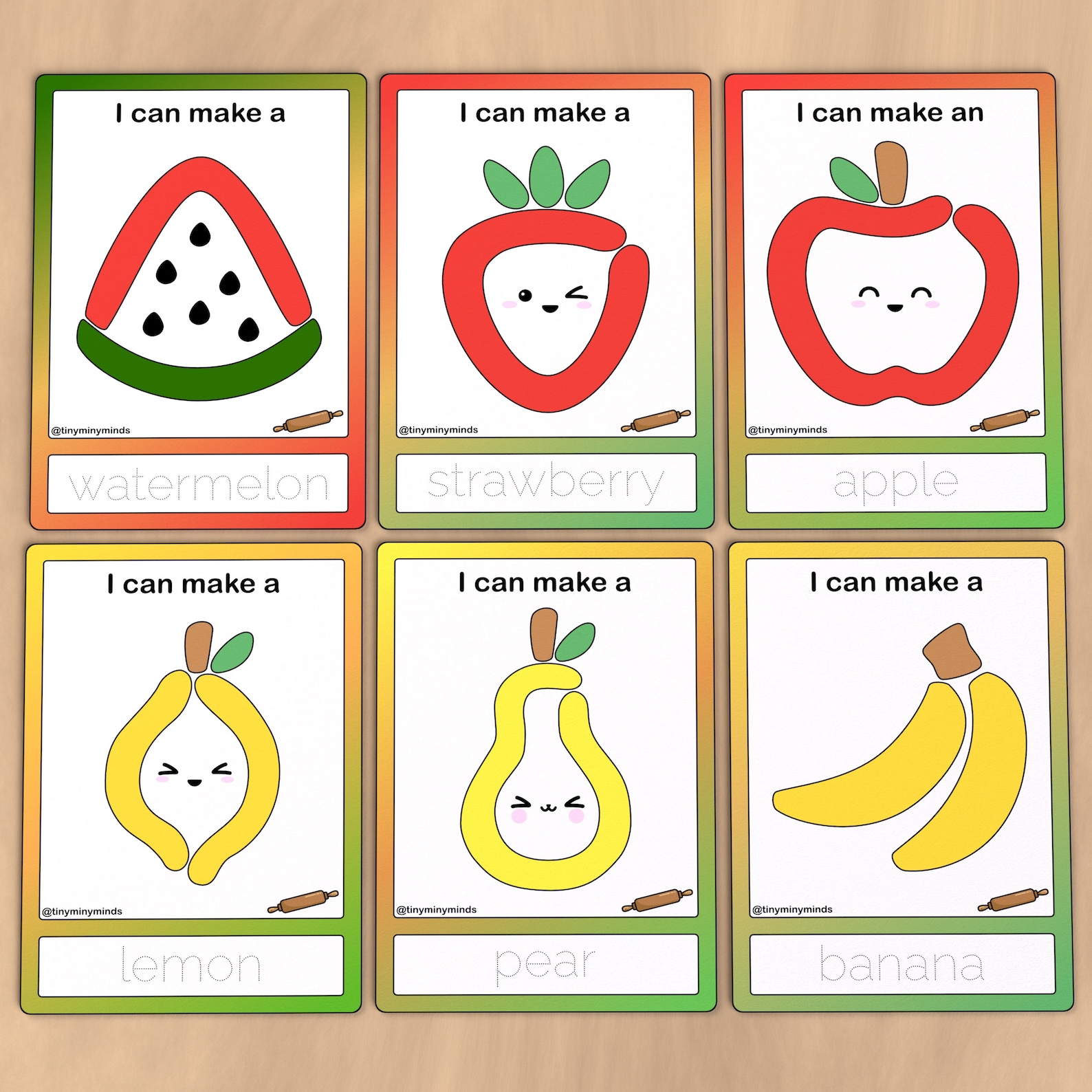Fruits Play Dough Mats: Fine Motor Skills, Preschool Learning (digital ...