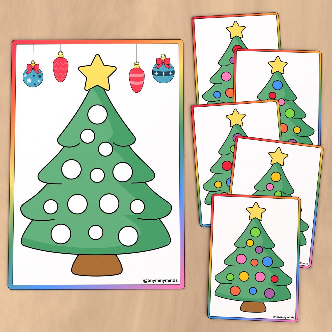 Christmas Tree Color Ball Placement Game: Preschool Printable (PDF) - Etsy