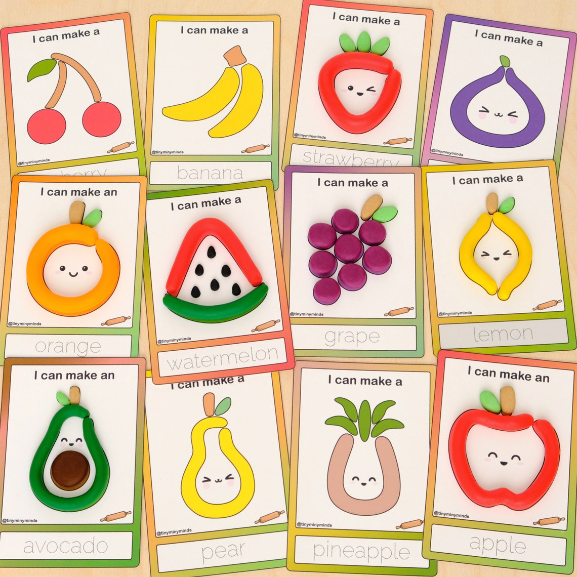 Fruits Play Dough Mats: Printable Fun for Fine Motor Skills, Preschool ...