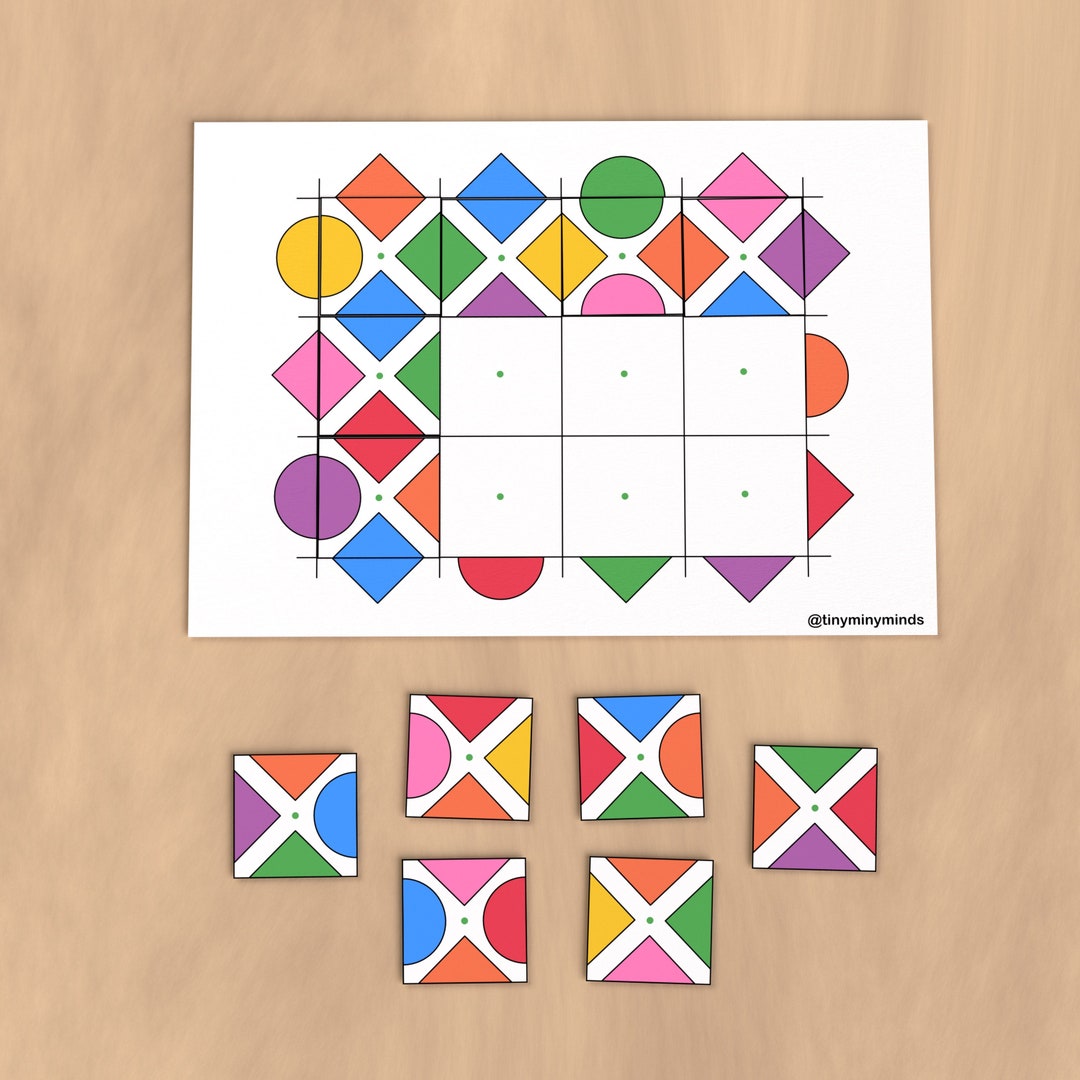 Shapes and Colors Puzzle Pattern Activity, Printable Fun for Fine Motor ...