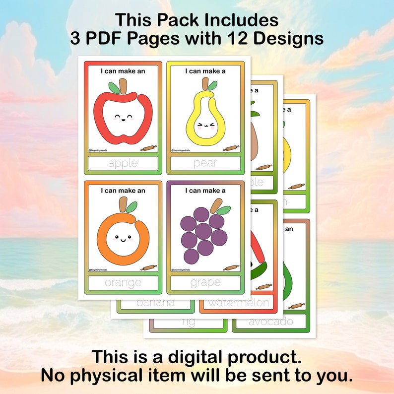 Fruits Play Dough Mats: Fine Motor Skills, Preschool Learning (digital ...