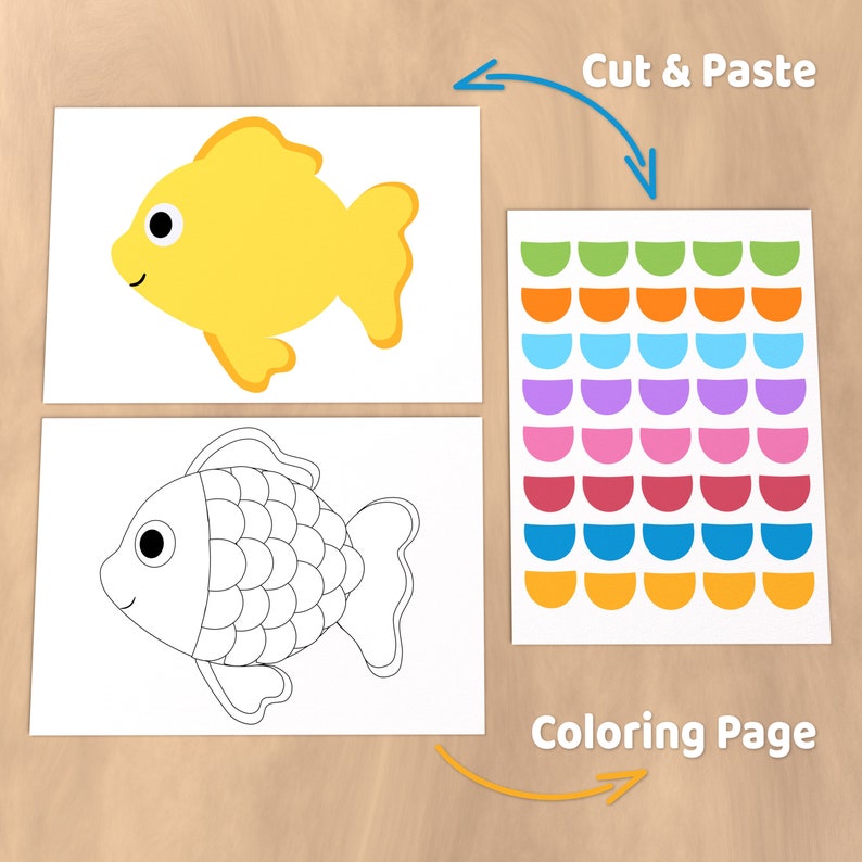 Fish Cut and Paste Craft: Preschool Learning Activity (digital Download ...