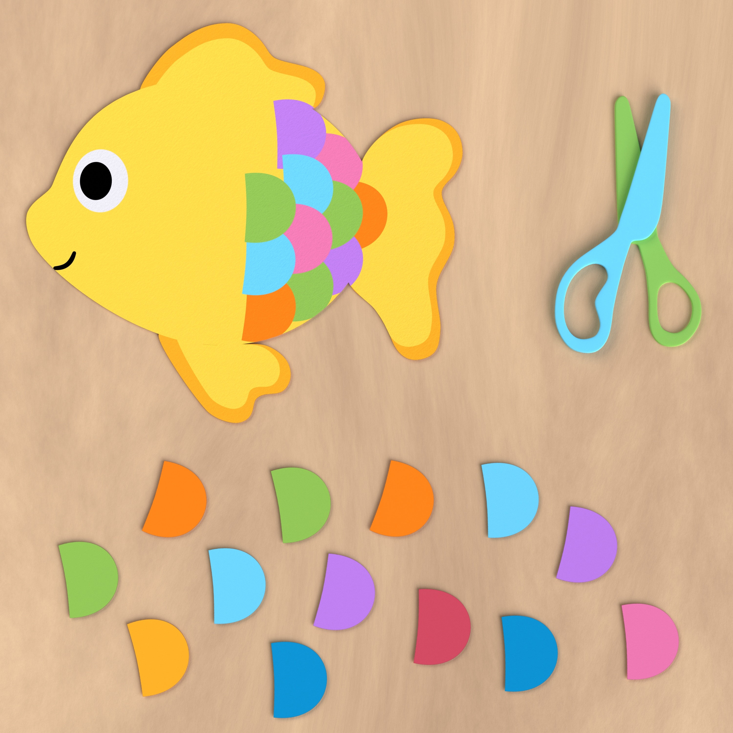 Fish Cut and Paste Craft: Preschool Learning Activity (digital Download ...
