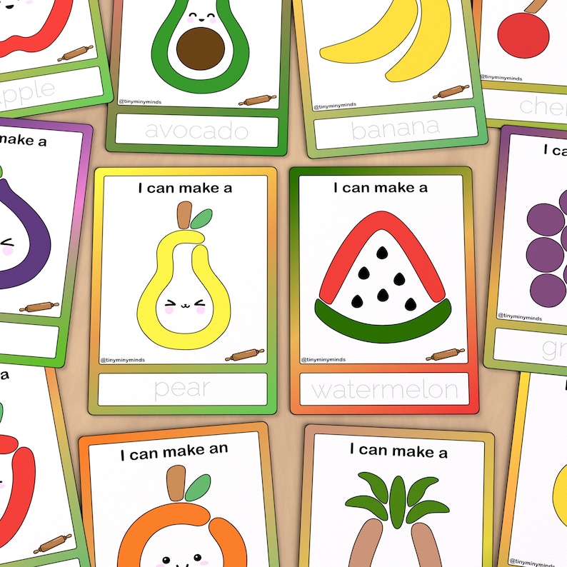 Fruits Play Dough Mats: Fine Motor Skills, Preschool Learning (digital ...