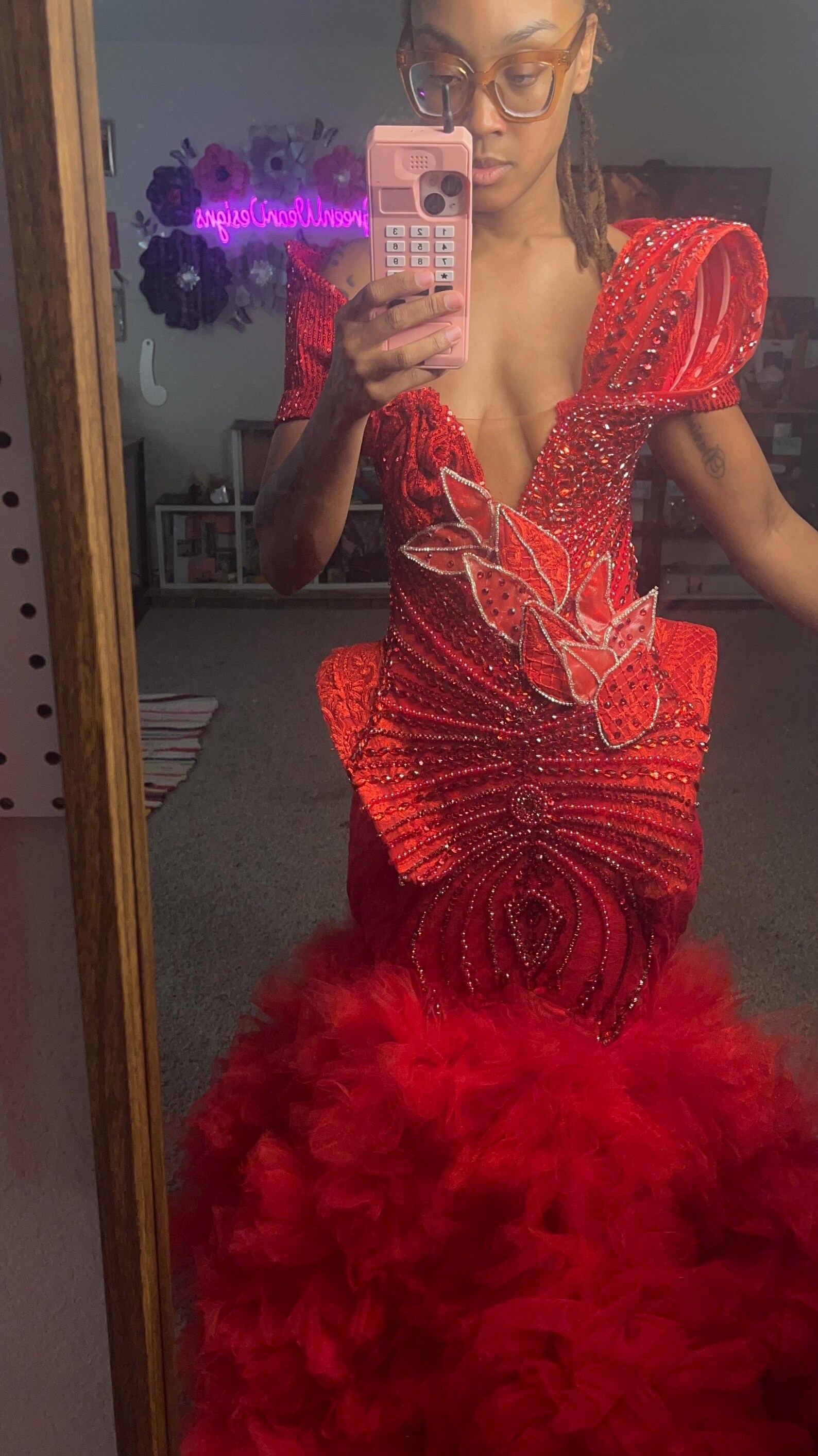 Fiery Scarlet Feathered Mermaid Gown - Etsy