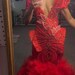 Fiery Scarlet Feathered Mermaid Gown - Etsy