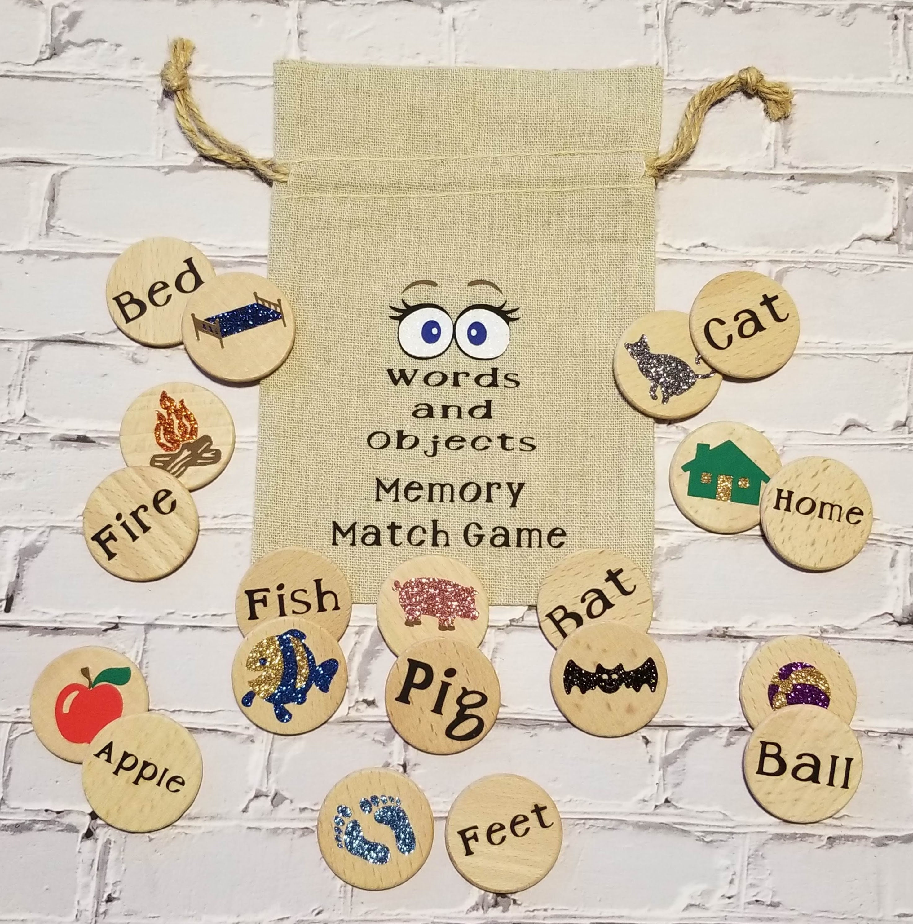 PERSONALIZED Words & Objects Wooden Memory Game - Matching Game - Busy ...