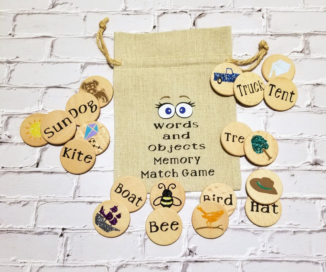 PERSONALIZED Words & Objects Wooden Memory Game - Matching Game - Busy ...