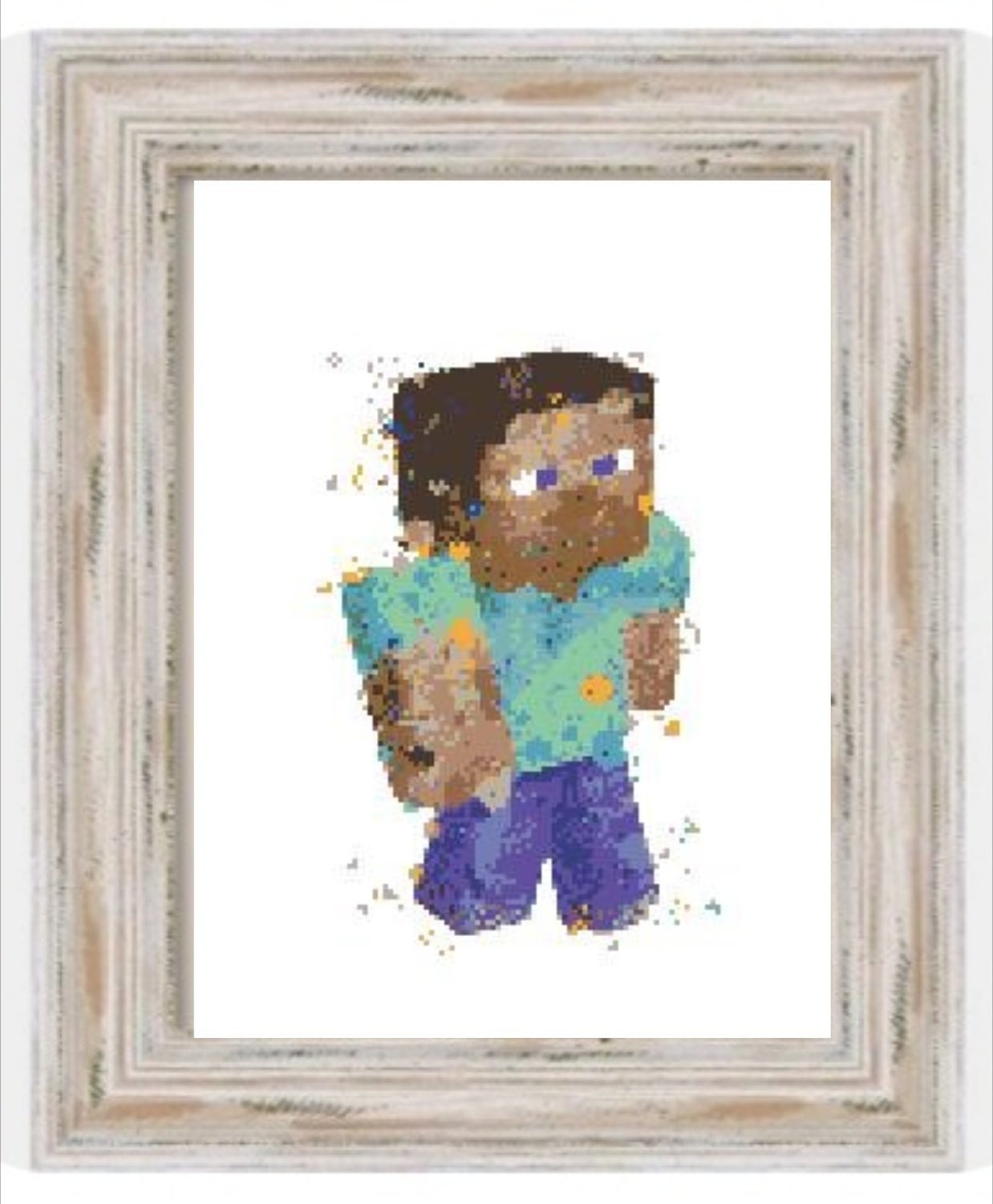 Watercolor Steve- Modern Cross Stitch, Games, Gamer, Cartoon, Tween - Etsy