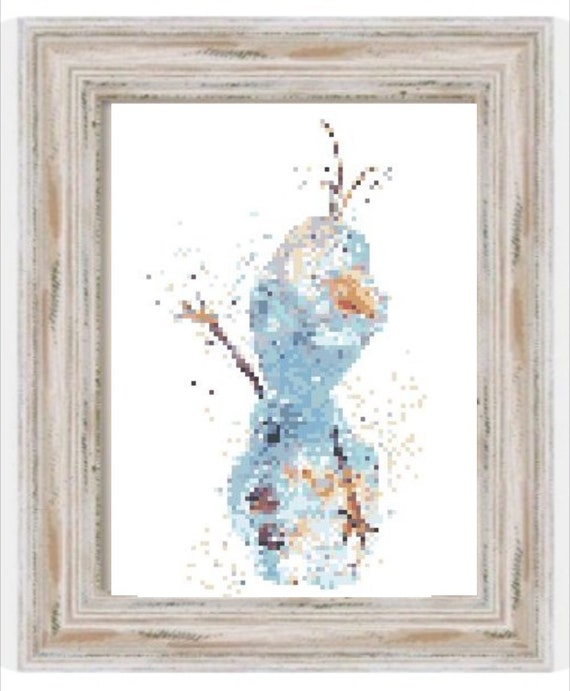 Watercolor Olaf Modern Cross Stitch Cartoon Movie Snowman | Etsy