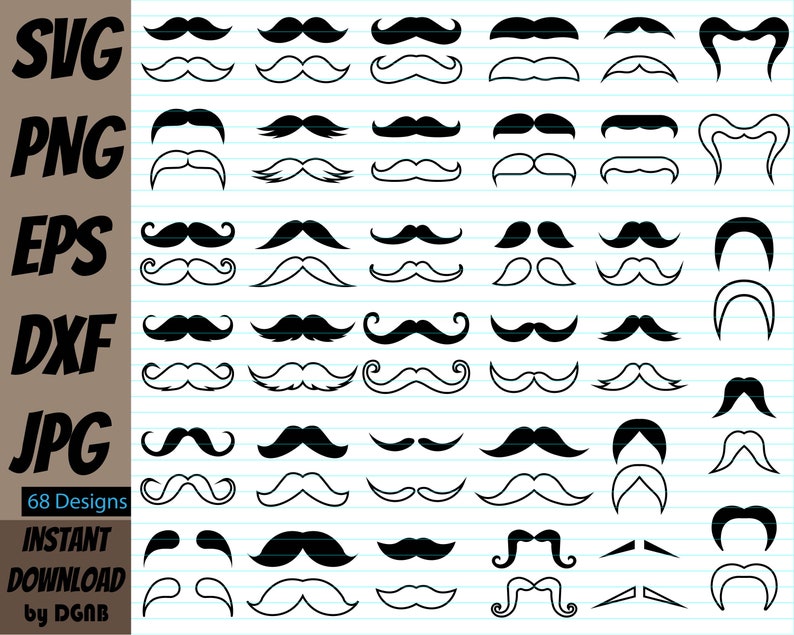 Mustaches SVG Mustaches Svg Mustache Clipart Moustach Svg - Etsy