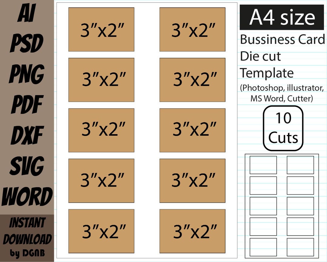 3"x2" Business Card Template Instant Download Ai PSD PDF SVG Dxf Png ...