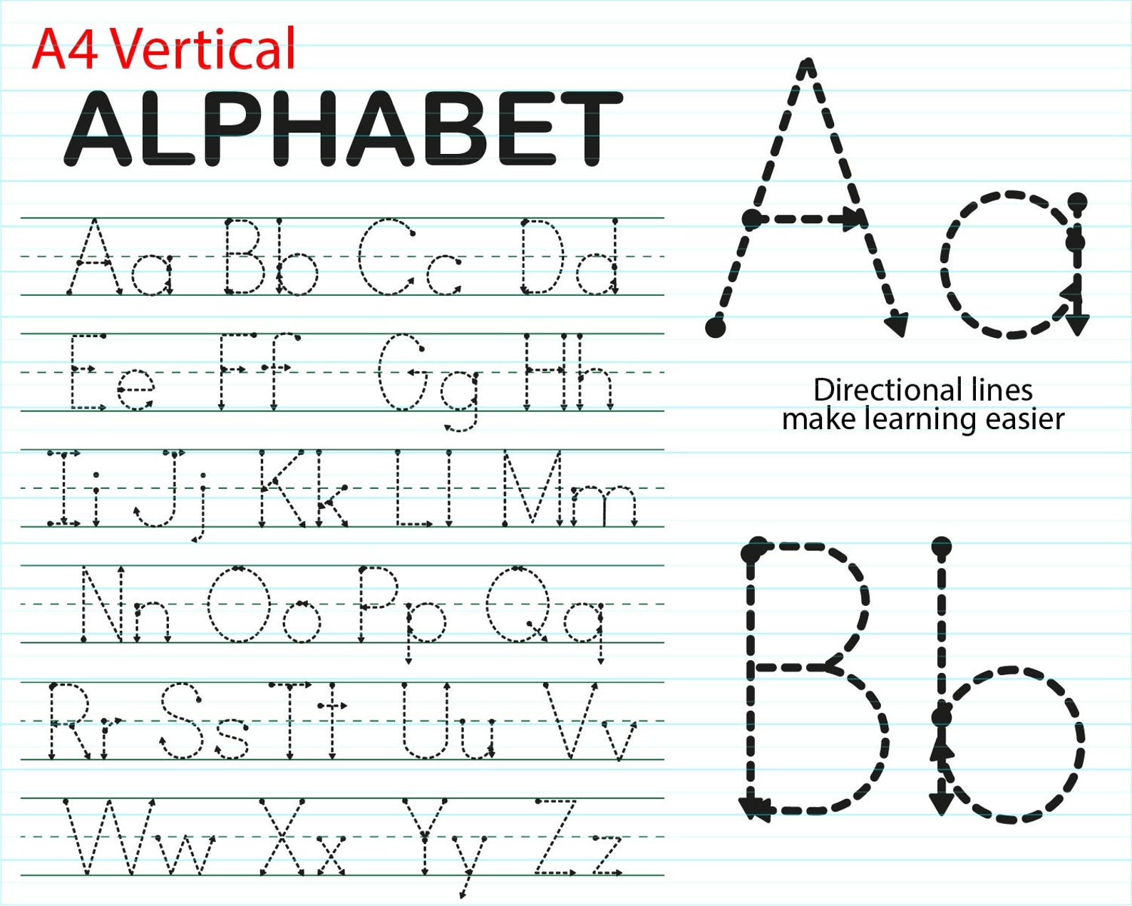Alphabet Tracing Board Template With Letters and Numbers - Etsy