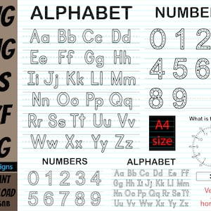 Alphabet Tracing Board Template With Letters and Numbers, Alphabet ...