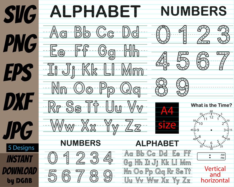 Alphabet Tracing Board Template With Letters and Numbers - Etsy