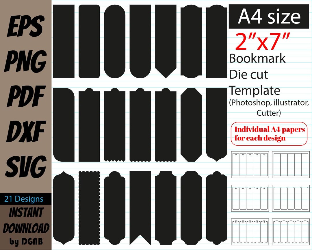 Bookmark Template SVG Bundle, Bookmark Template SVG, Bookmark Printable ...