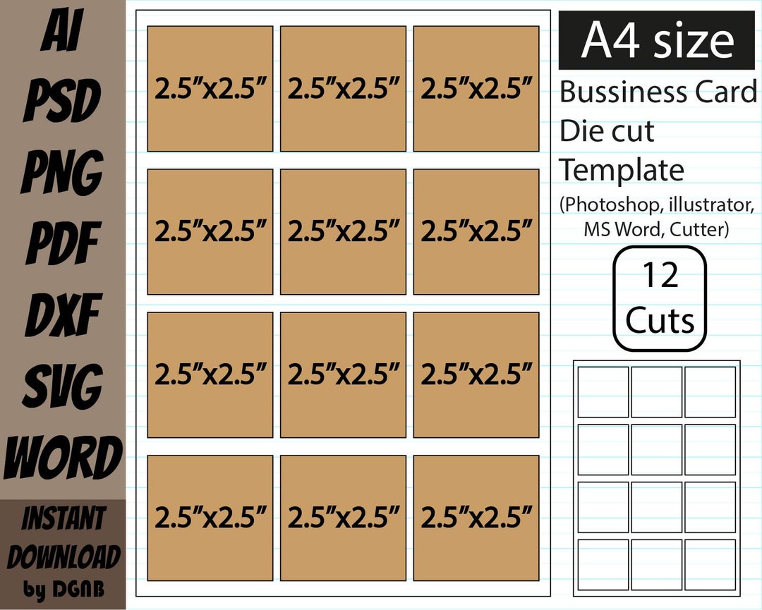 2.5"x2.5" Business Card Template Instant Download Ai PSD PDF SVG Dxf ...