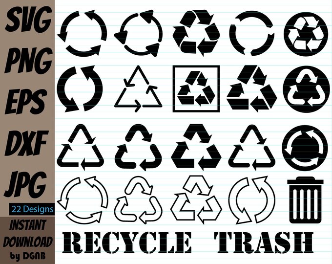 SVG - Recycle Logo - Recycle Bin Sticker - Cricut - Silhouette ...