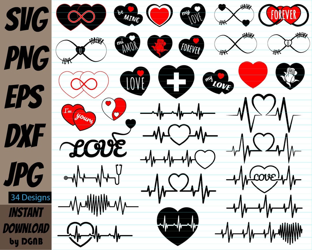 Valentine SVG, Love Svg, Heart Beat SVG, Valentine Day Svg Bundle ...