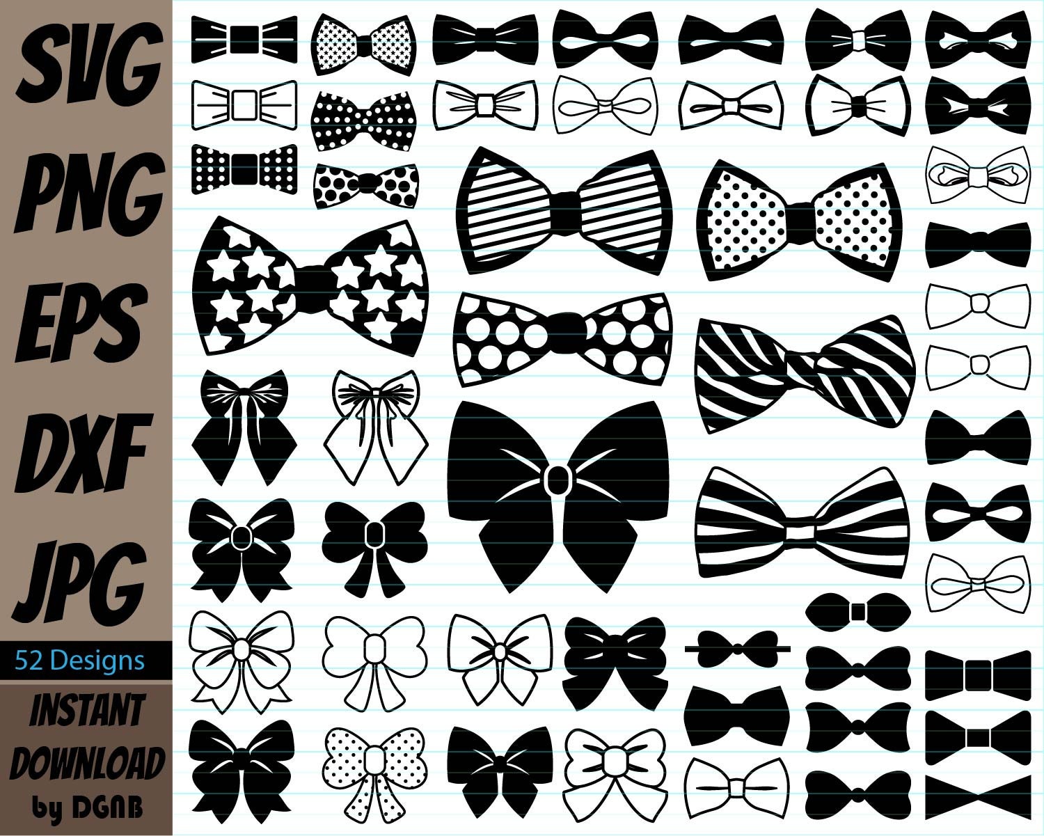 Bow Svg Bundle 52 Designsbow SVG Bow Clipart Bow Tie Svg | Etsy