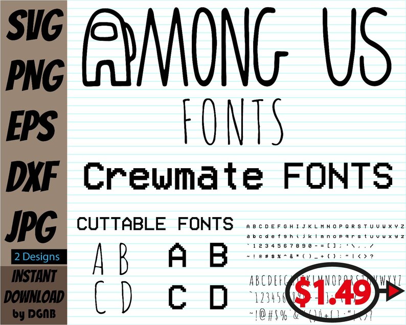 Among Us Fonts Bundle Among Us Fonts SVG Among Us Alphabet | Etsy