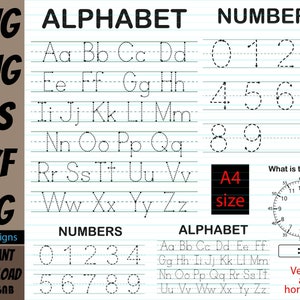 Alphabet Tracing Board Template With Letters and Numbers, Alphabet ...
