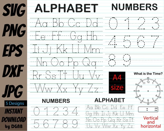 Alphabet Tracing Board Template With Letters and Numbers - Etsy