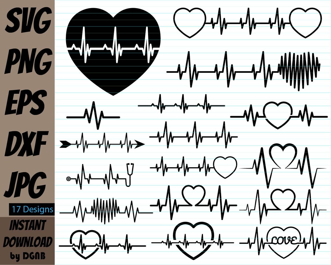 Heart Beat SVG Heartbeat Valentine's SVG Heart Rate SVG - Etsy
