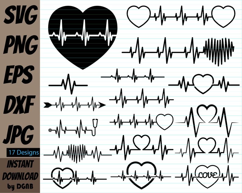 Heart Beat SVG Heartbeat Valentine's SVG Heart Rate SVG - Etsy