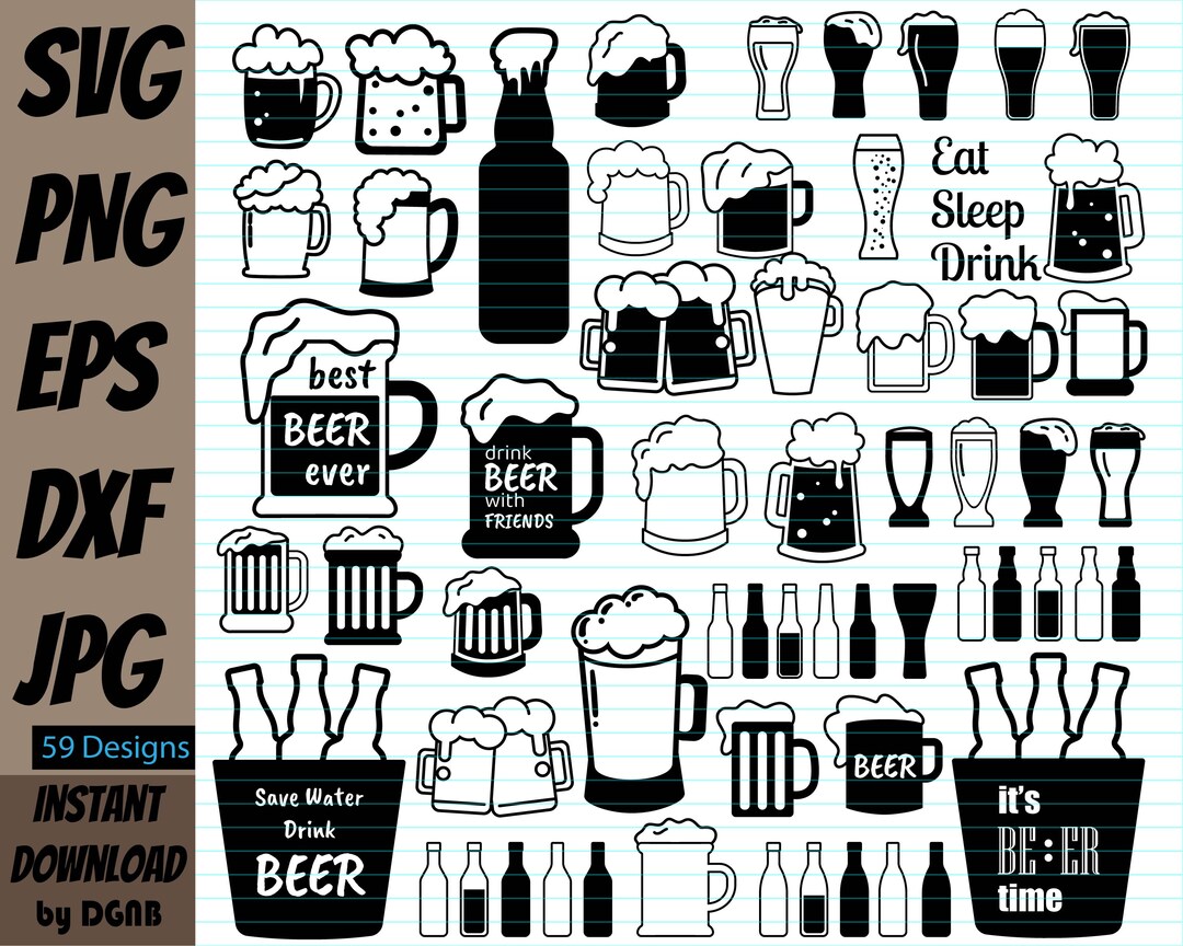 BEER SVG, Beers Svg, Beer Clipart, Beer Bottles Svg, Beer Mug Svg, Beer ...