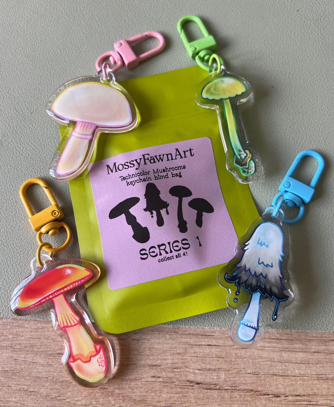 MYSTERY Blind Bag - Technicolor Mushroom Keychains - Series 1 - Etsy