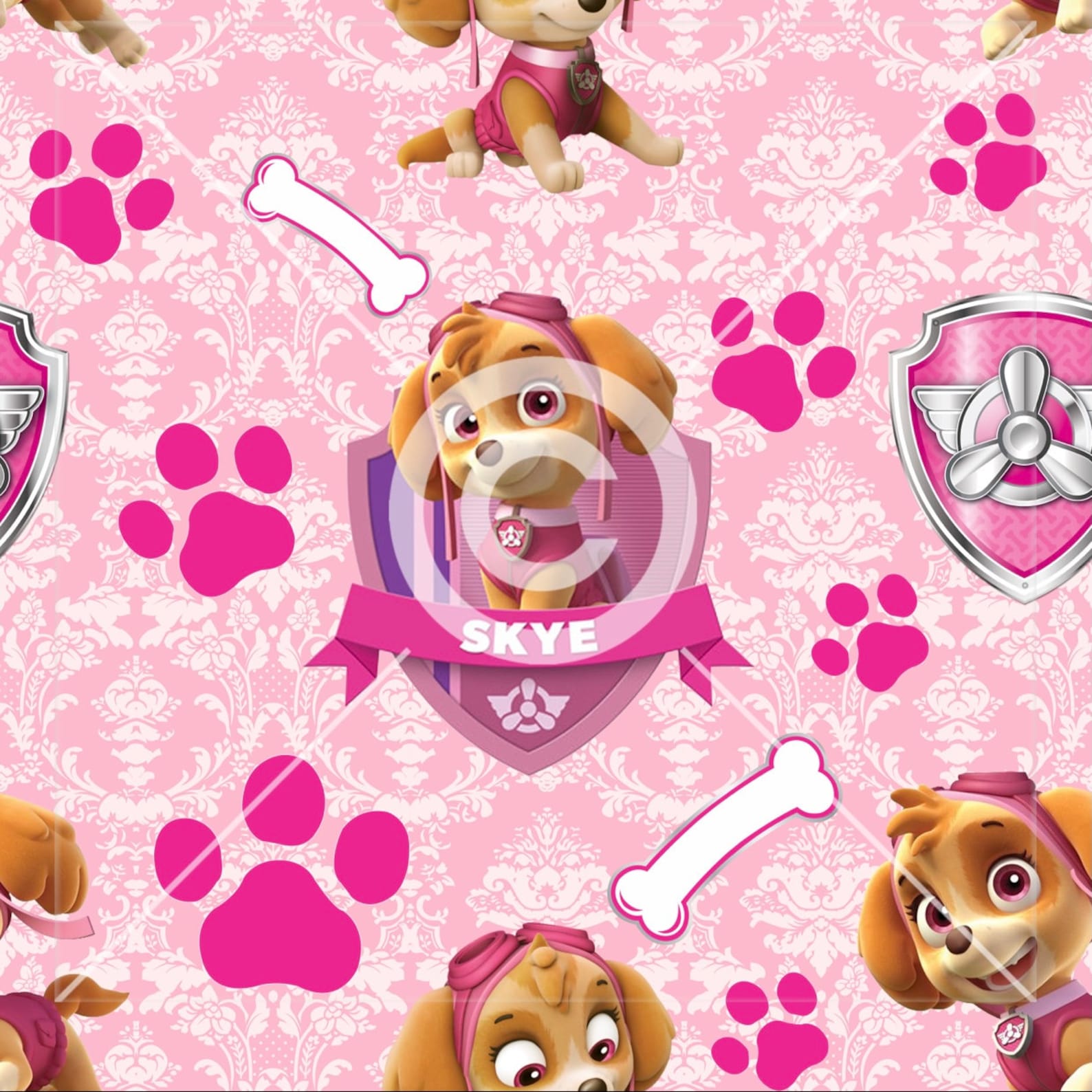 Skye Paw Patrol Light Pink Seamless Pattern | Etsy