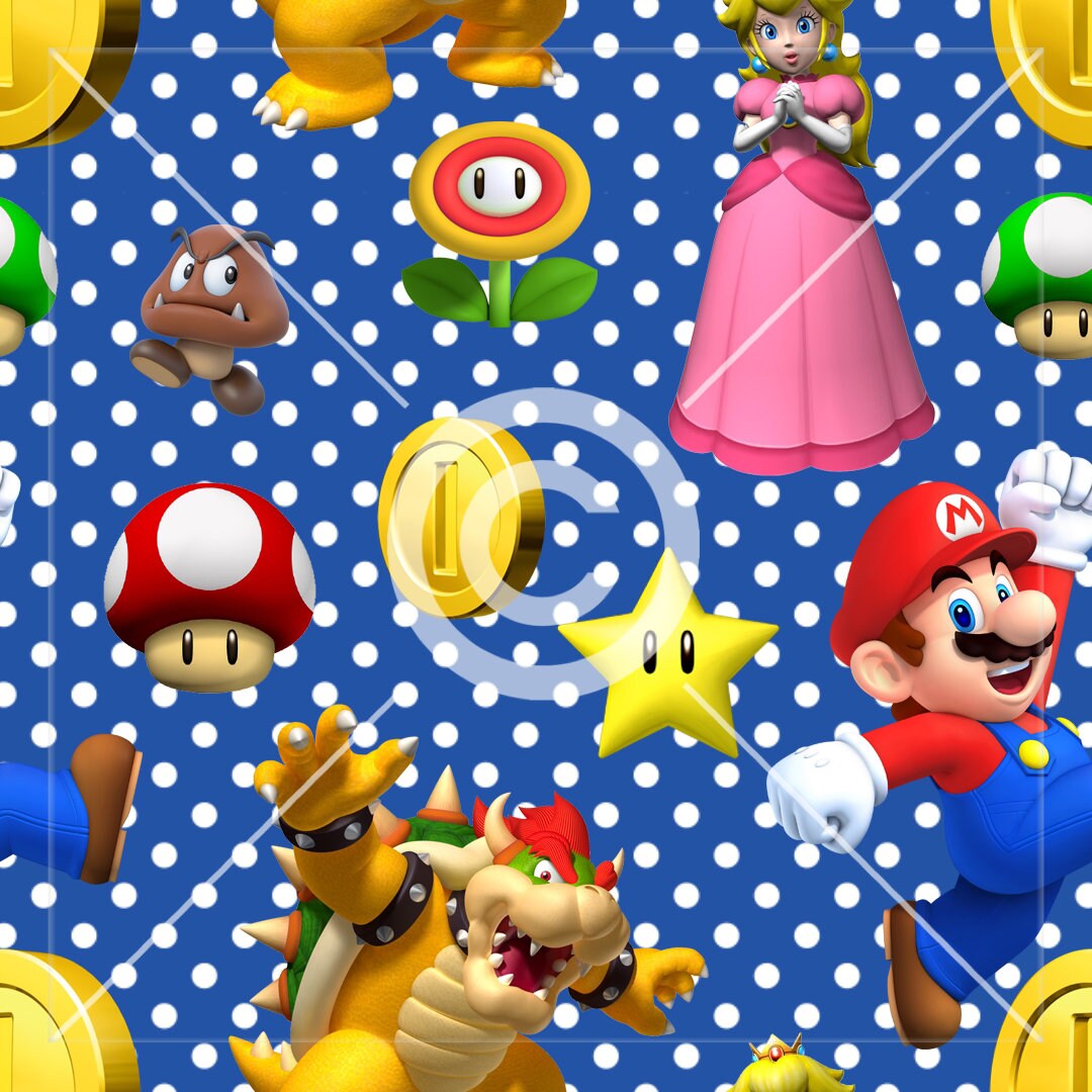 Mario Characters Blue Polka Dot Seamless Digital Paper 300dpi Etsy Mario Characters Blue Polka Dot Seamless Digital Paper 300dpi Etsy