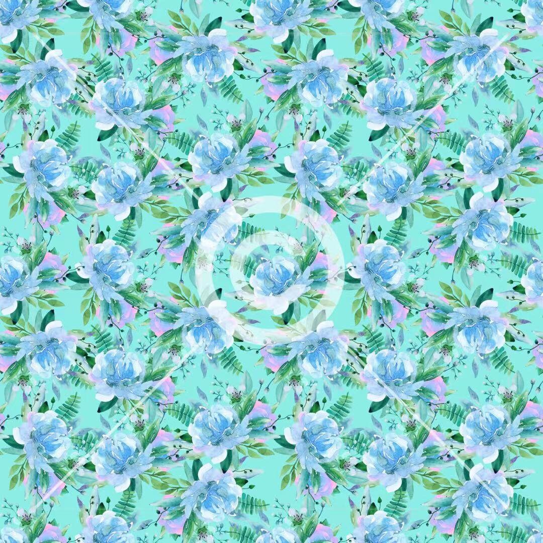 Embellishments Paper, Party & Kids Blue Floral Seamless Digital Paper ...