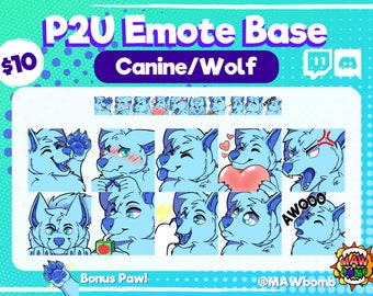 Furry Emote / Emoji Pack 1 Canine or Feline Base, Color Guides and ...