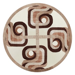 Round Area Rug 10x10 Hand Tuffed Carpet 9x9 Beige Wool 8x8 Geometric ...