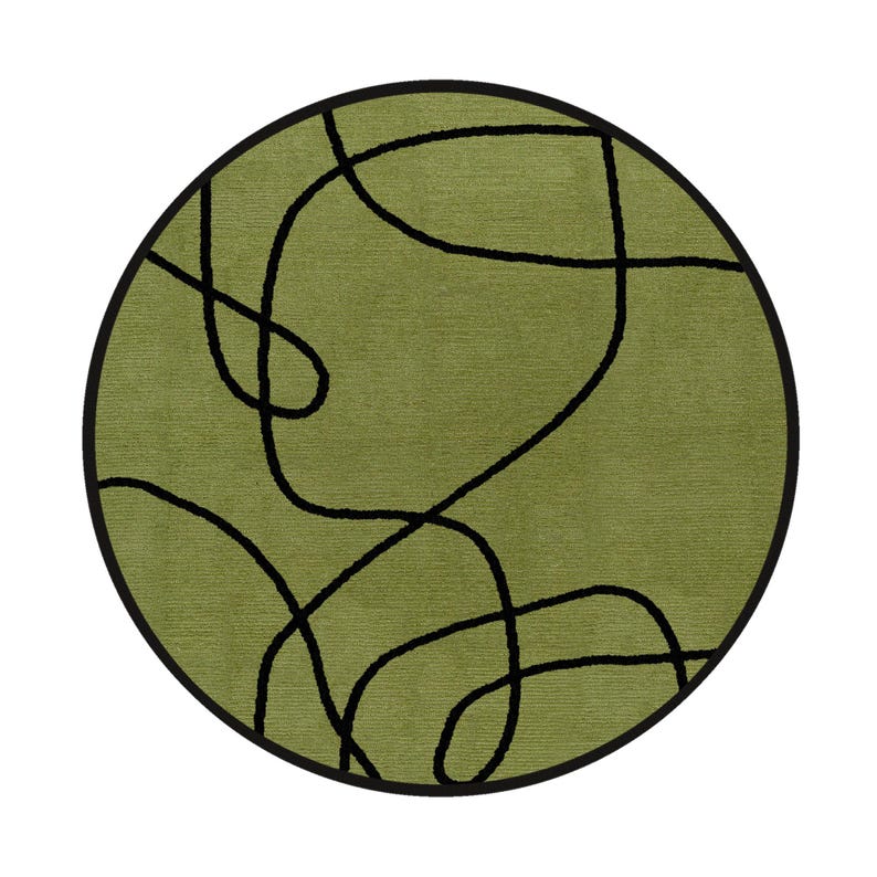 Hand-tufted Wool Round Rug: Green Geometric Area Rug - Etsy UK
