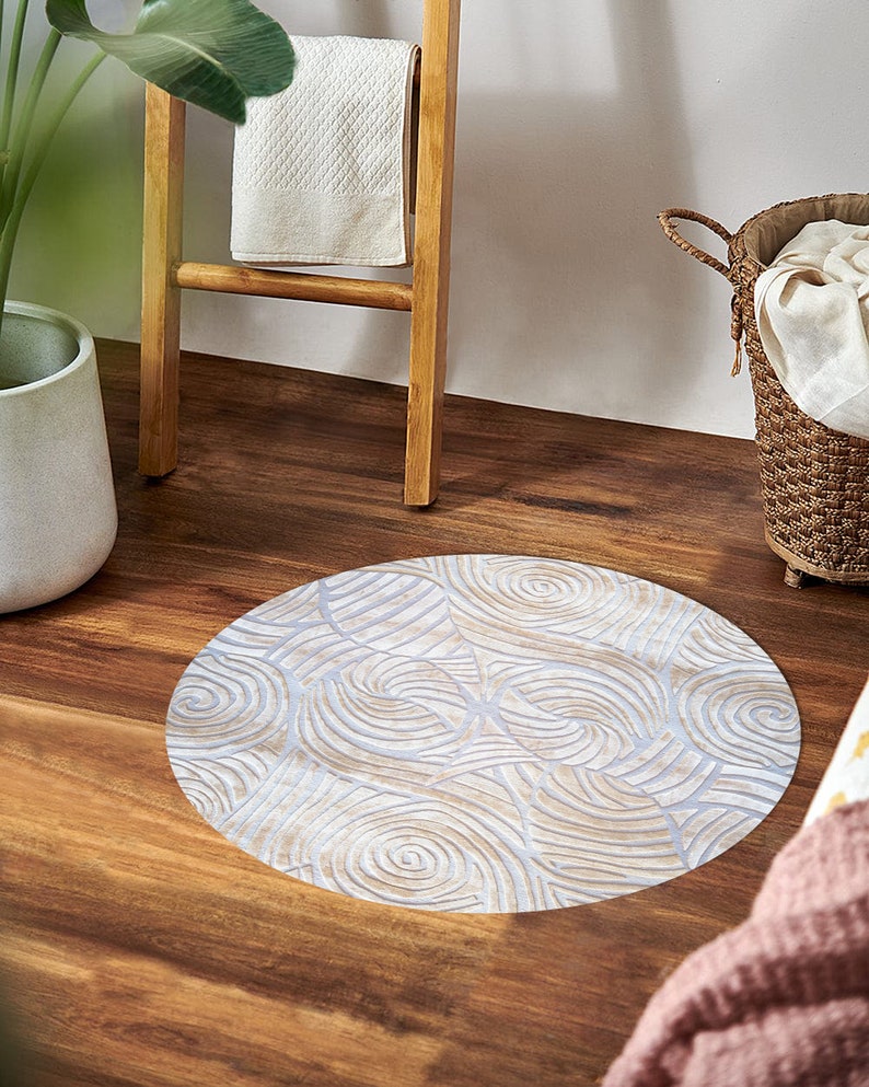 5x5 Hand Tufted Rug Round Shape Geometric Wool 6x6, 7x7, 8x8 9x9 ...